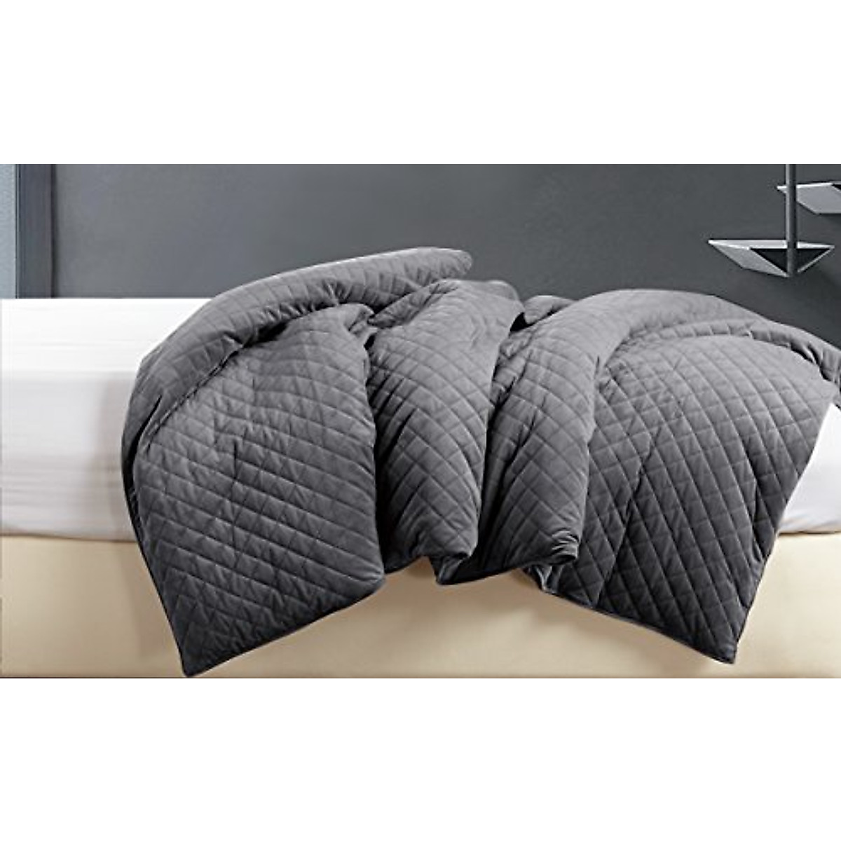 BlanQuil Quilted Weighted Blanket W/Removable Cover (Charcoal 20lb)