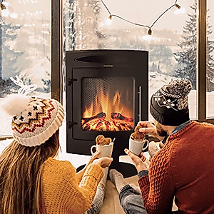 Cambridge 20 In. Free Standing Electric Fireplace, 1500W, with Realistic Log Display, and Adjustable Heater