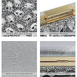 Milisente Clutch Purses For Women, Crystal Clutches Evening Bags Gemstone Clutch Purse For Wedding Party(Silver)