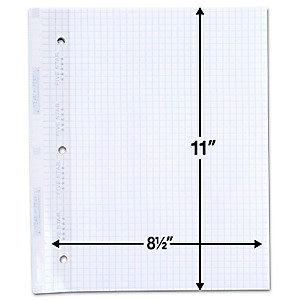 Five Star Insertable Loose Leaf Paper, 1 Pack, 3 Hole Punched, Reinforced Filler Paper, Graph Ruled Paper to Add and Rearrange Pages in Spiral Notebook, 11-1/2" x 8", 75 Sheets/Pack (17018)