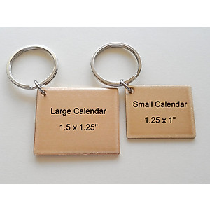 Custom Personalized Bronze Anniversary Calendar Keychain, Anniversary Gift, Husband Wife Key Chain, Boyfriend Girlfriend Gift, Customized Couples Keychain