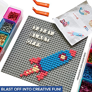 Creative QT 1600 Pieces Plate 1x1 Bricks, Pixel Mosaic Kit, 8 Colors Classic Building Bricks with 2 Quick Removal Tools, Nano Blocks Art with Design Guide, STEM Building Toy