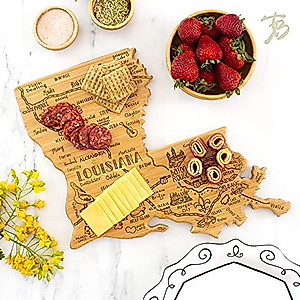 Totally Bamboo Destination Louisiana State Shaped Serving and Cutting Board, Includes Hang Tie for Wall Display