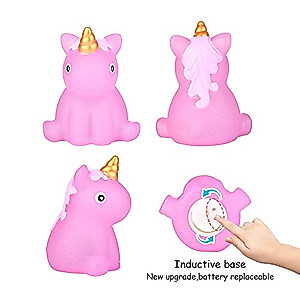 Light Up Unicorn Floating Bathtub Toys Animal Flashing Bath Toy Unicorn Glitter Water Toy for Kids Cake Decoration Bathroom Shower Games Swimming Pool Party Favors 6pcs Set