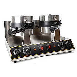 Waffle Maker 2400W Electric Double Heads Waffle Machine Non-stick Round Waffle Iron Maker Thicken Stainless Steel Home or Commercial Use Restaurant or Bakery 110V