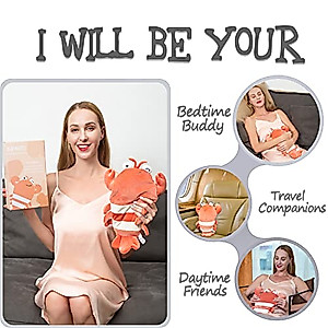 Infowush Heating Pads for Cramps, 15" Weighted Stuffed Animals Lobster Plush, Menstruation Microwavable Heating Pads with Lavender Scented