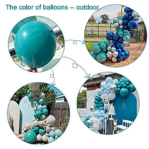 Turquoise Blue Balloons of Stuffed Black Balloons Inside - Double Stuffed Peacock Blue Balloon Garland Arch Kits with Different Sizes 5 Inch 12 Inch 18 Inch Blue and Black Balloons for Party Decor