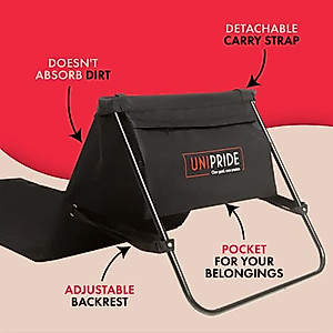 UNIPRIDE Beach Chair for Adults with Back Support Folding Lightweight Travel Essential - Camping Chairs, Backpack Lounge Lawn Chair for Outdoor Camping Gear and Sun Tanning - Black