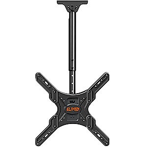 ELIVED Ceiling TV Mount YD3015 Fits Most 26-65 Inch TVs, Height Adjustable Max VESA 400x400mm, Soundbar Mount YD5012 Swivel Soundbar Mounting Bracket Under TV