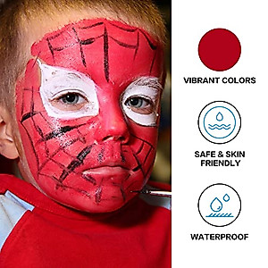 BOBISUKA Red Face and Body Paint, Professional Oil Based Creamy Painting Palette for Party Halloween Stage Cosplay Clown SFX Makeup - Non Toxic For Adults and Kids (Large 70g/2.46oz)