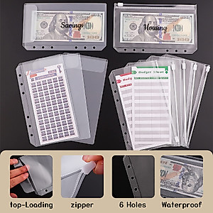 Antner Budget Binder with Zipper Cash Envelopes and Expense Sheets for Money Saving Binder, Savings Challenges to Save $500, 1,000, 10,000, A6 Budget Planner Book Money Organizer for Cash, Mint Blue