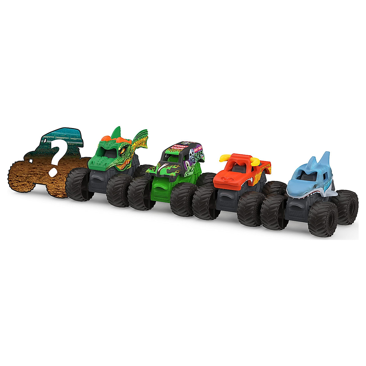 Monster Jam, Official Mini Collectible Monster Trucks 5-Pack with 1 Mystery Truck, 1:87 Scale