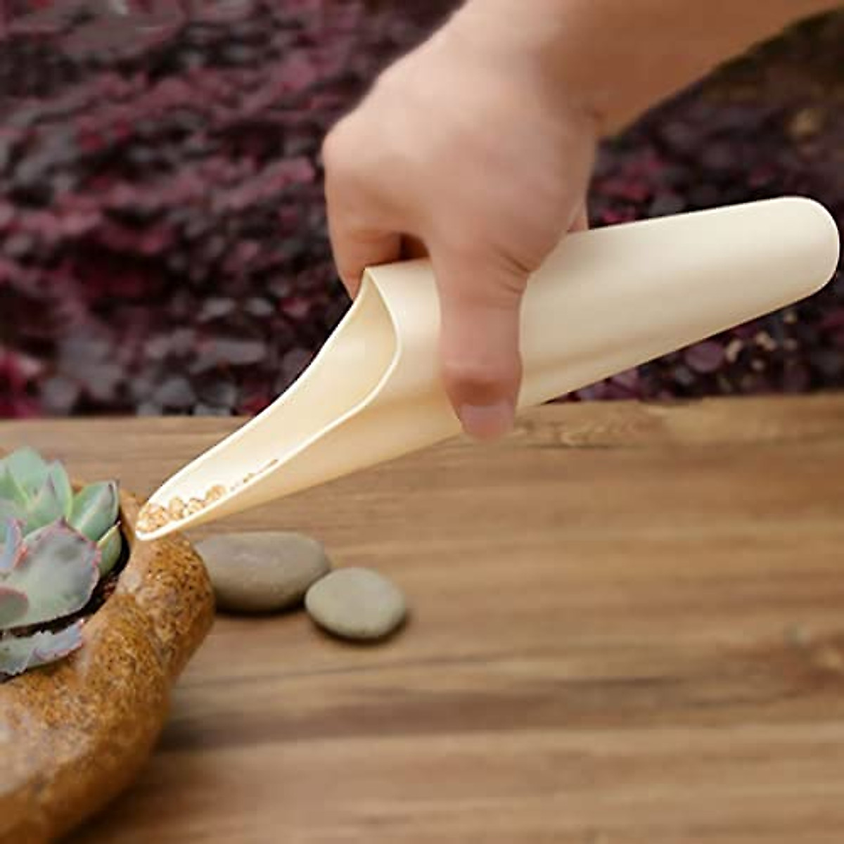 Amosfun 3pcs Gardening Shovel Cup Plastic Bucket Shovel Bonsai Soil Scoops for Home Succulent Planting Measuring Spoon Tool (Blue Pink Green)