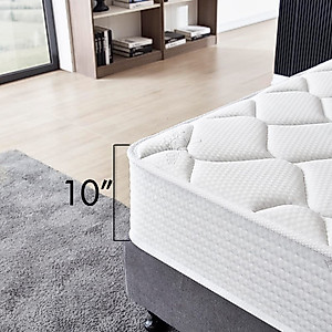 Full Size Mattress - 10 Inch Cool Memory Foam & Spring Hybrid Mattress with Breathable Cover - Comfort Plush Euro Pillow Top - Rolled in a Box - Oliver & Smith