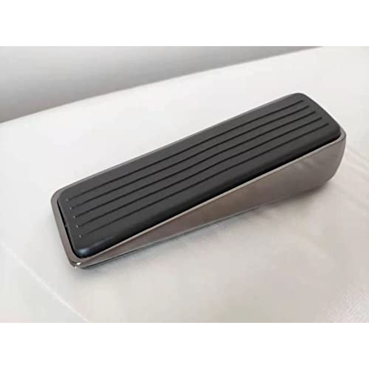 Lovein Door Stopper with Metal Alloy, Rubber Door Stop Wedge Works Quite and Security, Hold Heavy Doors Firmly by Non-Skid Rubber Base Grip , Chrome black