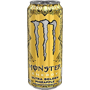 Monster Energy Ultra Golden Pineapple, Sugar Free Energy Drink, 16 Ounce (Pack of 15)