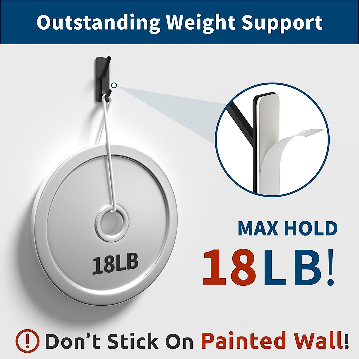 GWAAZXGZ Adhesive Towel Hooks for Wall - Black Adhesive Hooks Stick on Wall for Hanging Towel, Robe, Self Adhesive Dual Hooks for Bathroom, Kitchen, 4 Pack