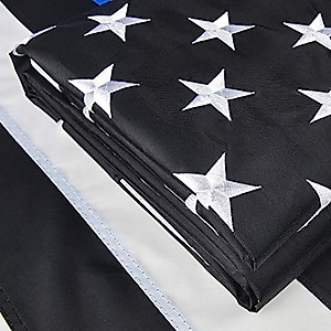 Thin Blue Line Flag, 3x5 FT Blue line Flag Made in US, with Embroidered Stars, Sewn Stripes, Brass Grommets, UV Protection, 300D Nylon Black White and Blue