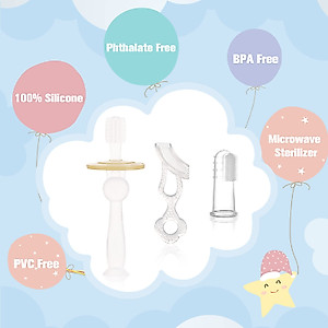 haakaa Training Toothbrush Set Oral Care Kit, Soft Silicone Toothbrush for Baby, Infants, Toddlers & Kids, SUVA Grey