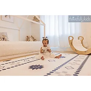 ThriveFully Kids Baby Play Mat for Floor | Toddler Tummy Time Crawling Mat | Soft Non-Toxic Foam Playmat | Non-Slip Waterproof Reversible Easy to Clean (Lotus/Desert Pink - 78" x 54")