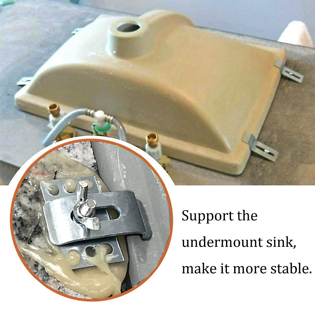 Sink Clips Undermount Kitchen Sink Clips, Epoxy Undermount Sink Brackets Supports for Bathroom Kitchen 10 Pack Kit