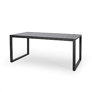 GDFStudio Outdoor Aluminum Dining Table, Black