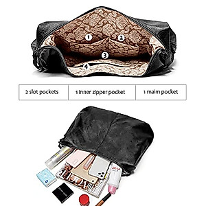 DOURR Hobo Bags for Women Faux Leather Hobo Handbags Ladies Shoulder Tote Bag Everyday Purse (Black - 2pcs)