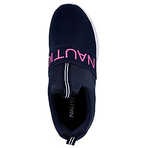 Nautica Kids Youth Athletic Fashion Sneaker Running Tennis Shoe Slip On- Boy - Girl Little Kid Big Kid-Canvey Youth-Navy Pink Size-2