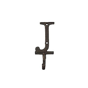 Handcrafted Nautical Decor Rustic Copper Cast Iron Letter J Alphabet Wall Hook 6"
