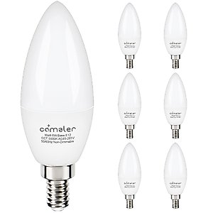 comzler 6W Candelabra LED Bulb, Small Base E12 LED Bulb 60 Watts Equivalent,Chandelier Light Bulbs Type B Light Bulb Daylight 5000K, Pack of 6, Non-Dimmable