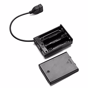 TEAYIR (Pack of 2) 3 AA Battery Holder, 3 AA Battery Case Box Holder 4.5-5V with Cover and On/Off Switch, with USB Cable