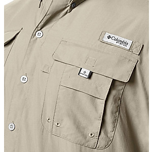 Columbia Men's Bahama II UPF 30 Short Sleeve PFG Fishing Shirt, Fossil, Medium