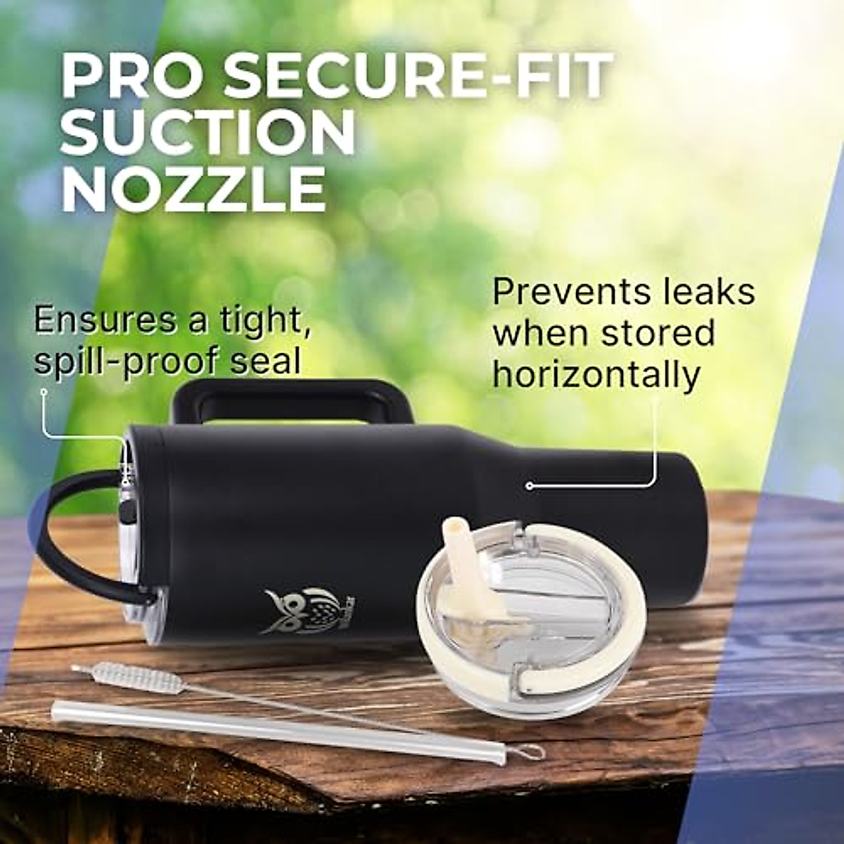 WILANKAR Tumbler 40oz Water Bottle with Lid, Handle & Flip Straw – Leakproof, Cup Holder-Friendly Travel Cup, Insulated Stainless Steel, Dishwasher-Safe, BPA-Free (Black)