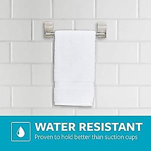 Command Hand Towel Bar Satin Nickel with 4 Water Resistant Command Strips, 9" Hand Towel Holder, Holds up to 3 lb, Great for Bathroom Décor on the Wall, Inside the Cabinet, or in the Shower