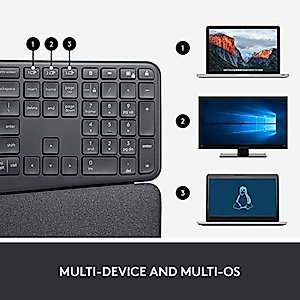 Logitech ERGO K860 Wireless Ergonomic Keyboard - Split Keyboard, Wrist Rest, Natural Typing, Stain-Resistant Fabric, Bluetooth and USB Connectivity, Compatible with Windows/Mac