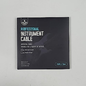 SONICAKE Guitar Cable 10ft Guitar Amp Cord Instrument Cable for Bass Electric Guitar Mandolin Amplifier Audio 1/4 Right Angle to Straight Black Blue (Black+Blue)