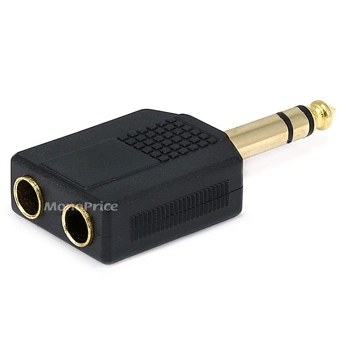 Monoprice 6.35mm (1/4 Inch) Stereo Plug to 2 x 6.35mm (1/4 Inch) Stereo Jack Splitter Adaptor - Gold Plated
