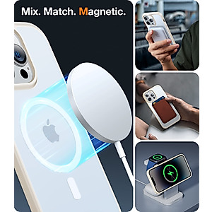 TORRAS Magnetic Designed for iPhone 13 Pro Max Case, [Military Grade Drop Tested] [Compatible with MagSafe] Shockproof Translucent Hard Back Soft Slim Protective Case for iPhone 13 Pro Max, Cream