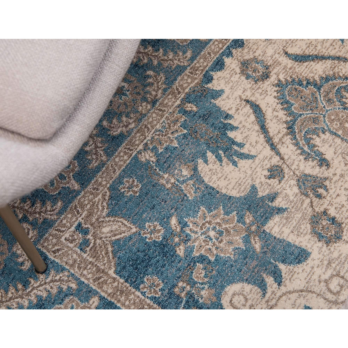 Unique Loom Salzburg Collection Classic Traditional Design Oriental Inspired Border Area Rug, 8 ft x 10 ft, Beige/Blue