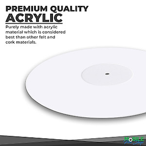 Mobile Pro Shop Acrylic Turntable Mat - Acrylic Slipmat for Vinyl LP Record Players - Improves Sound Quality & Provides Tighter Bass - Anti Static Platter mat (White)