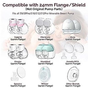 semai Flange Inserts 13/15/17/19/21mm Compatible with Momcozy S12 Pro/S9 Pro/S12/S9/Medela/Spectra/TSRETE 24mm Breast Pump Flanges, Reduce 24mm Nipple Tunnel Down to Correct Size, 5PCS (NOT 5 Pairs)