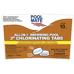 Pool Mate 1-1410M All-in-1 Swimming Pool Chlorine Tabs, 10-Pounds