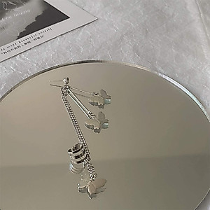 Butterfly Cuff Chain Earrings Silver Tassel Crawler Earring Wrap Earrings Crystal Drop Earring Set Jewelry Gift for Women