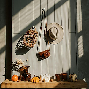 barilo Wood Wall Hooks, 6 Pack Hat Hooks for Wall | White Coat Hooks Wall Mounted | Modern, Decorative Wooden Wall Hangers | Hook for Hanging Backpage, Robe, Hat, Towel, Coat, Purse, Bag