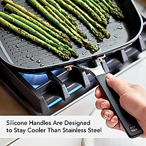 KitchenAid Hard Anodized Nonstick Square Grill Pan/Griddle with Pour Spouts, 11.25 Inch, Onyx Black