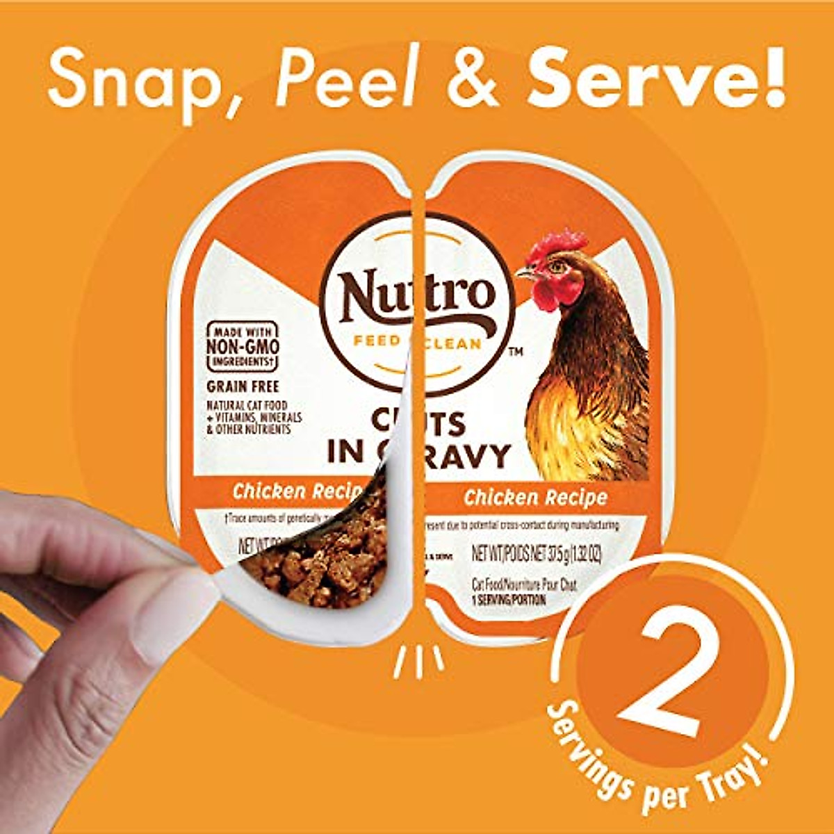 NUTRO Grain Free Natural Adult Wet Cat Food Paté, Chicken Recipe, Salmon & Tuna Recipe, and Chicken & Liver Recipe Variety Pack, 2.64 oz. PERFECT PORTIONS Twin-Pack Trays, 48 Count