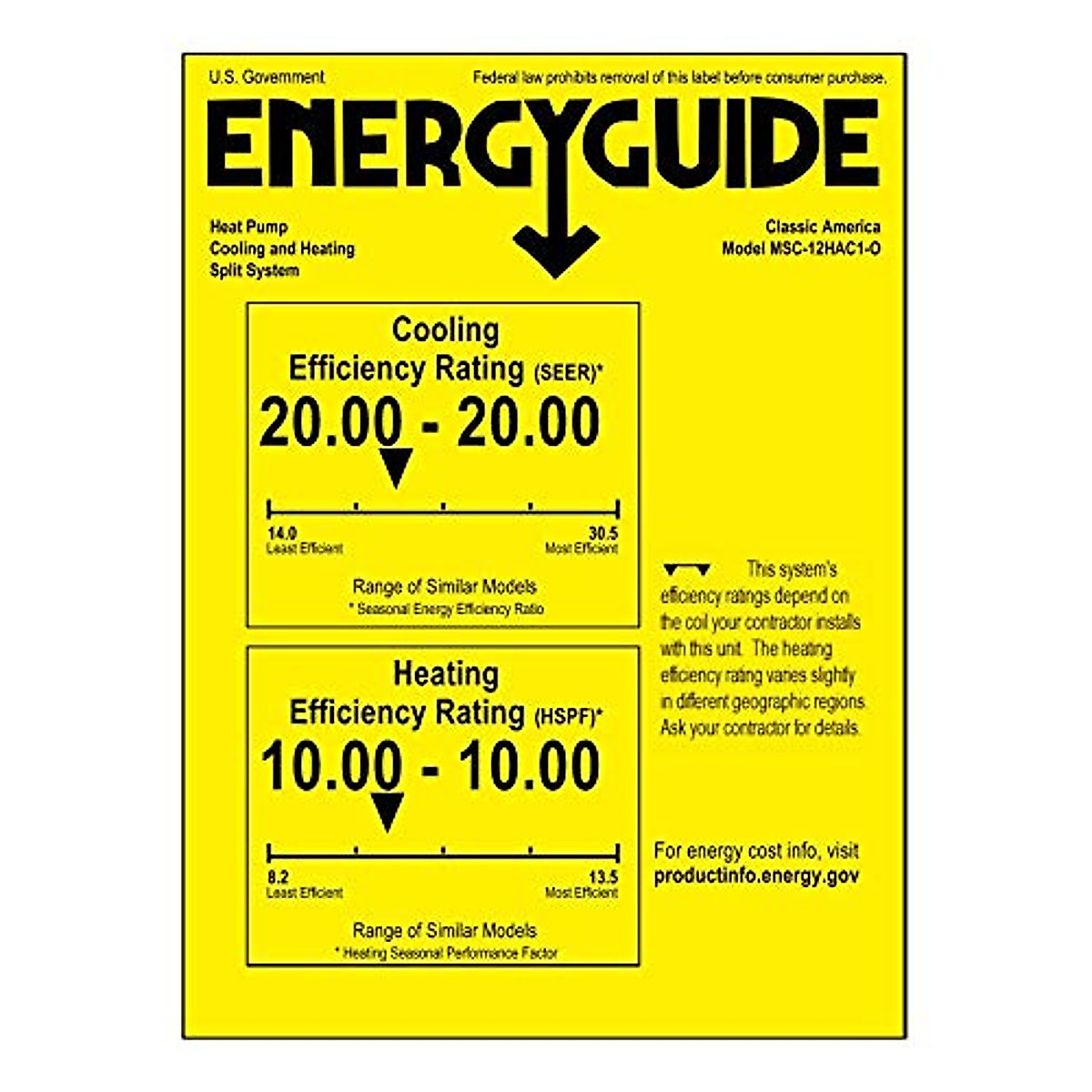 Classic America (12000BTU/120VAC/20SEER) Mini Split AC/Heating System - 600 SqFt Coverage - Ductless/Wall Mounted - Energy Saving Inverter - Includes 16' Installation Kit and Remote - WiFi/Alexa Ready