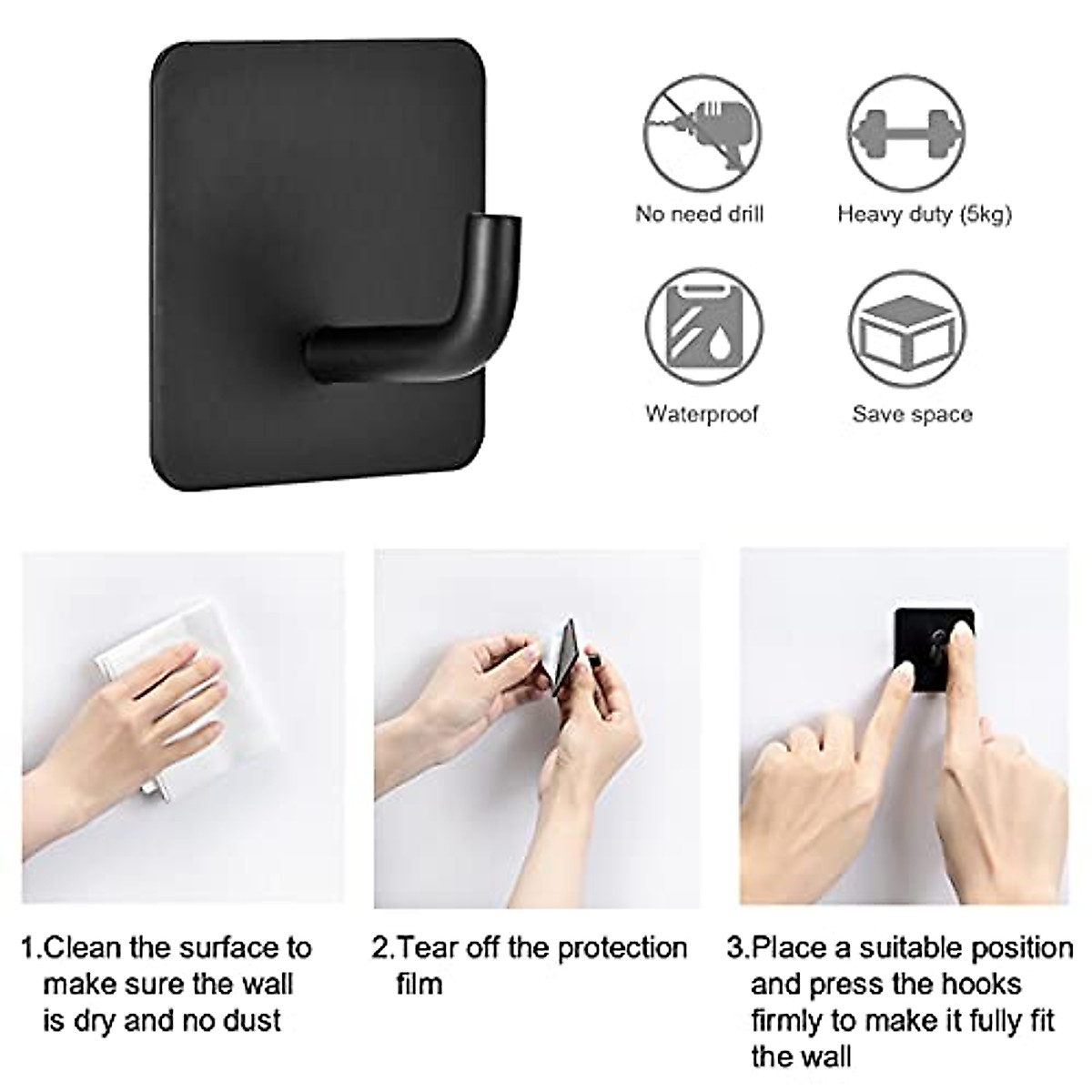 Adhesive Towel Hooks, ZUIMENG 4 Pack Self Adhesive Stainless Steel Utility Wall Hooks for Towel, Keys, Loofah, Robe, Coat