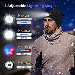 LED Hat Gifts for Men Women - Christmas Stocking Stuffers for Men Dad Boyfriend Light Beanie Cap with Headlamp for Running Camping Fishing| Winter Birthday Gift Ideas for Husband Brother Grandpa Teen