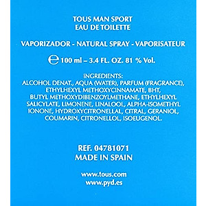 Tous Man Sport Men Eau-de-toilette Spray by Tous, 3.4 Ounce